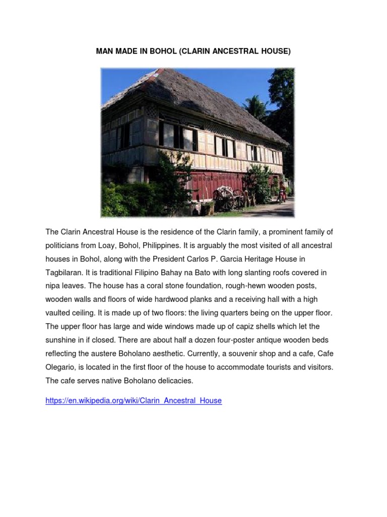Man Made in Bohol (Clarin Ancestral House) | PDF | Nature