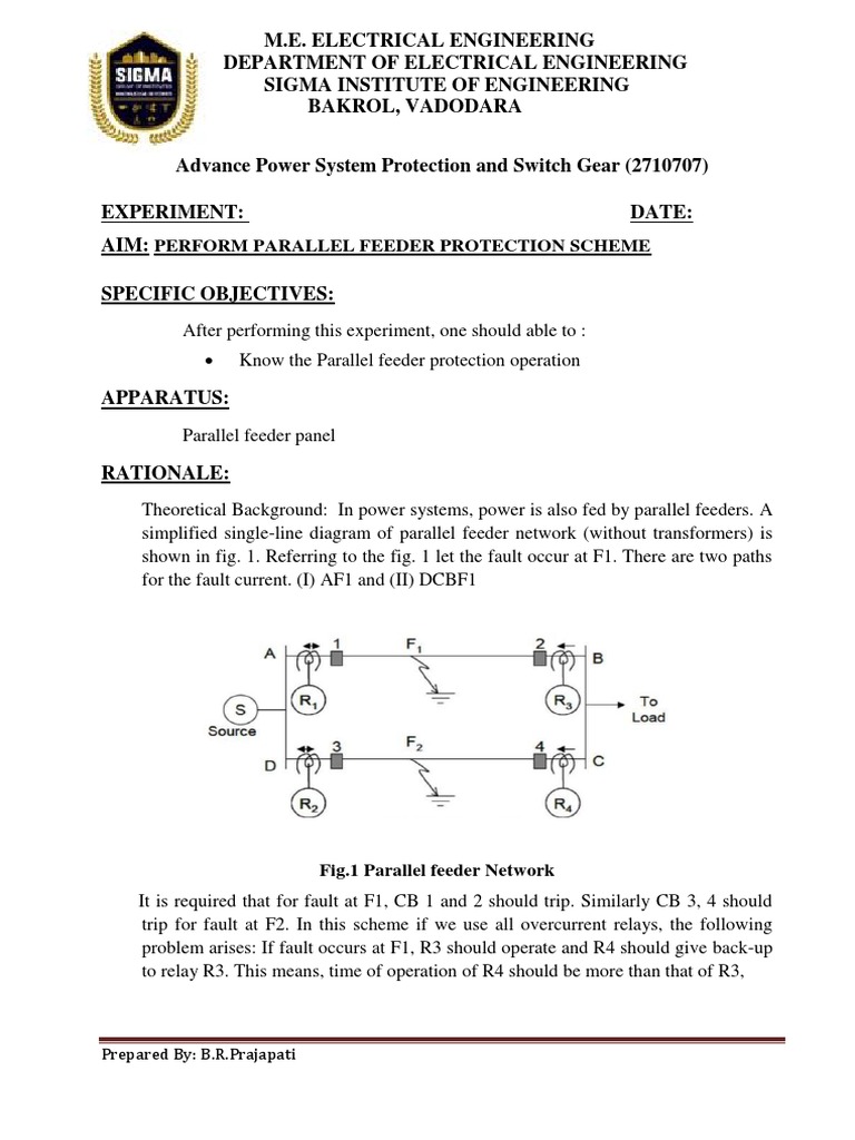 Parallel Feeder | PDF | Relay | Electric Power