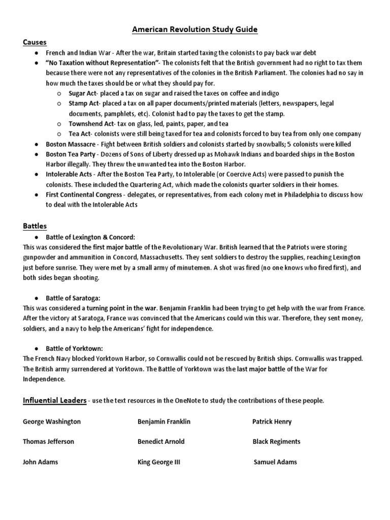 american revolution study guide 4th grade- wes | American Revolution ...