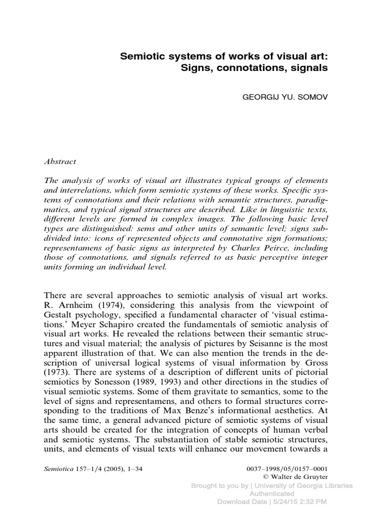 Semiotic Systems of Works of Visual Art | PDF | Icon | Semiotics
