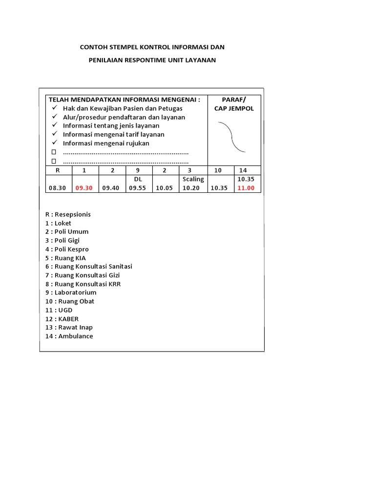 Contoh Pengisian Stempel Respon Time | PDF