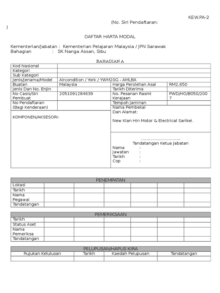 KEW (1) .PA-2 (Daftar Harta Modal) | PDF