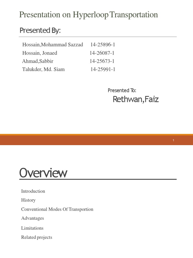 Hyperloop Presentation 161216151337 | PDF | Hyperloop | Transport