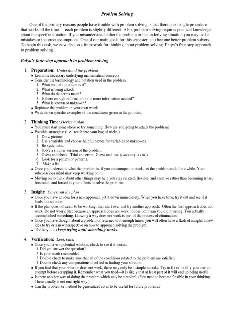 Polya Problem Solve | Insight | Physics & Mathematics