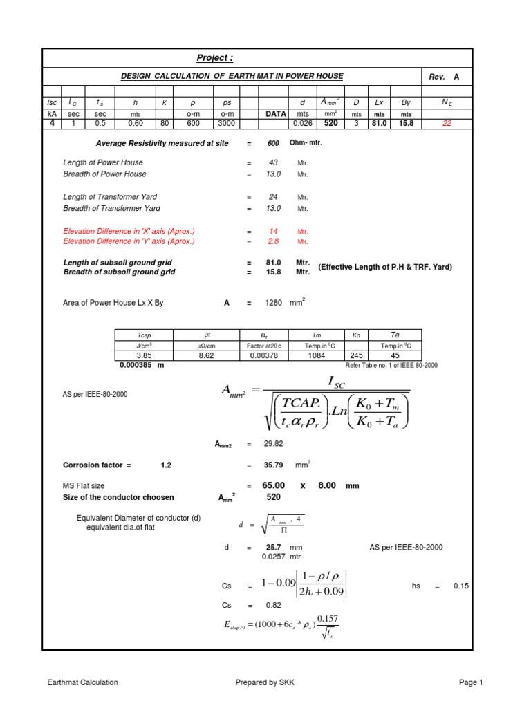 Earthmat Calculation (Rev.a) | PDF | Electrical Resistivity And ...