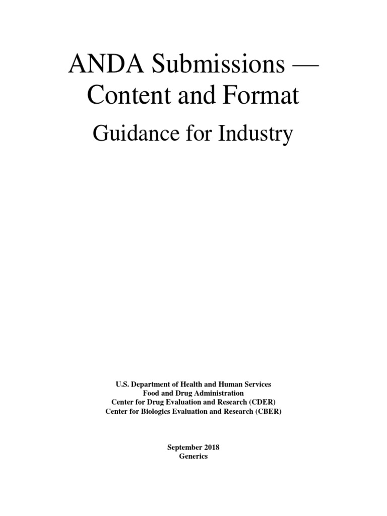 Content and Format of ANDA | PDF | Food And Drug Administration ...