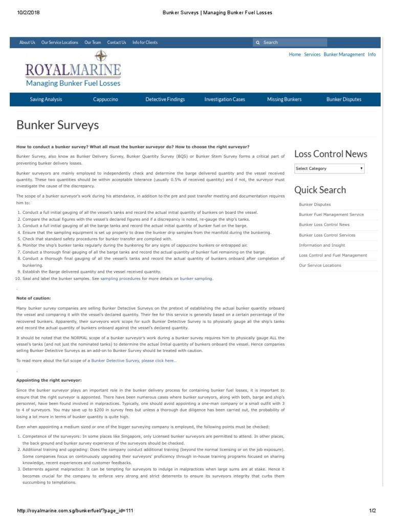 Bunker Surveys - Managing Bunker Fuel Losses | PDF | Fuel Oil | Surveying