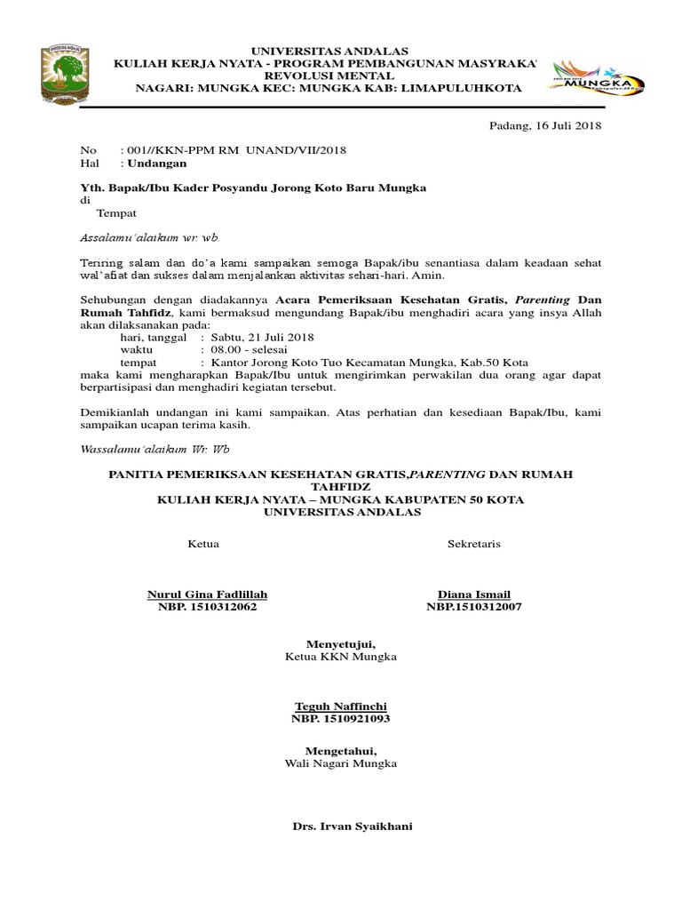 Surat Undangan Pemeriksaan Kesehatan DLL 1 | PDF