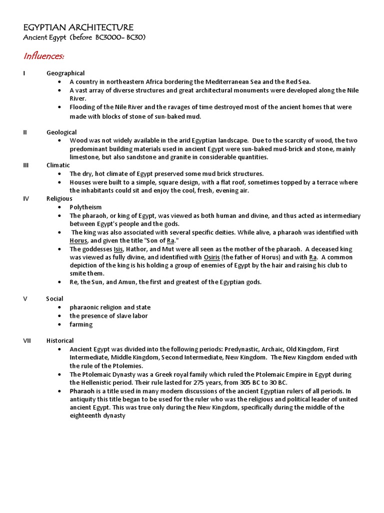 Egyptian Architecture - History of Architecture Notes | PDF | Egyptian ...
