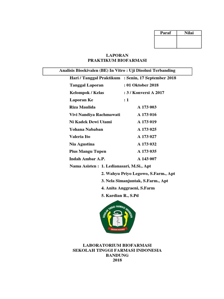 Laporan Uji Disolusi Terbanding | PDF