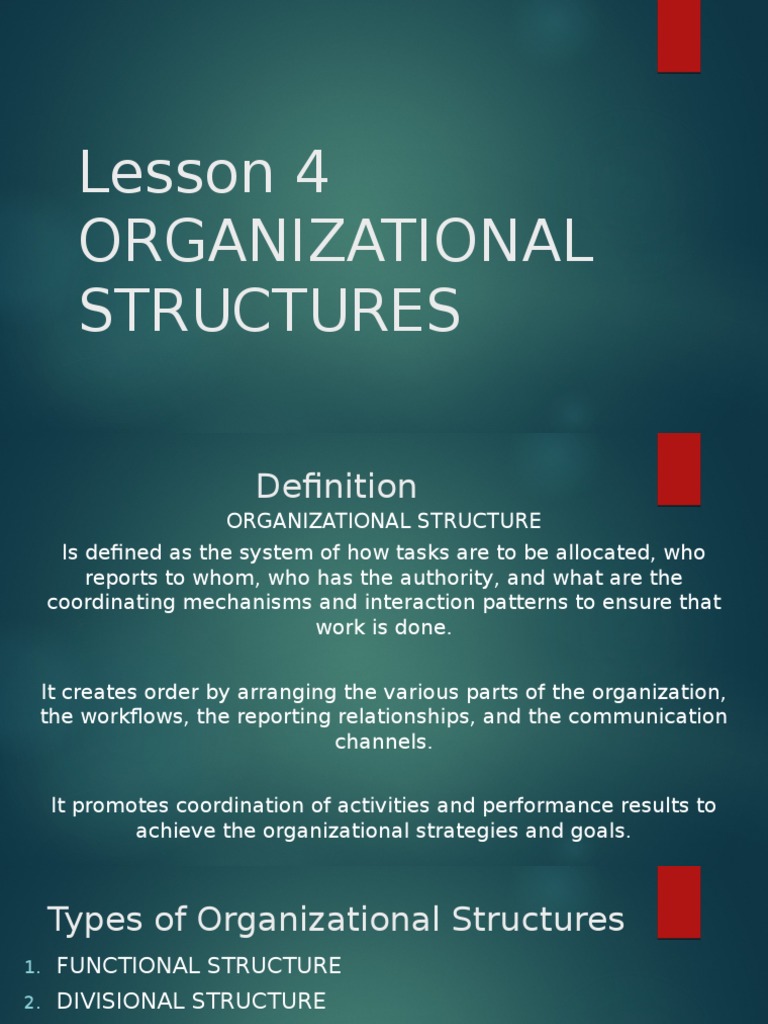 Lesson4 OrganizationalStructures | PDF | Organizational Structure ...