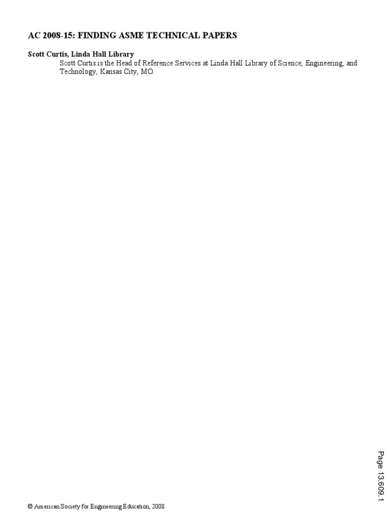 Finding Asme Technical Papers | PDF | Librarian | Libraries