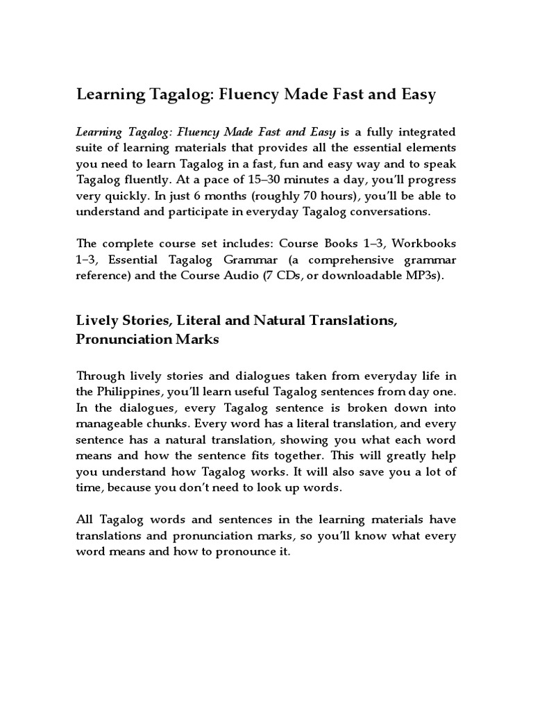 A Comprehensive Self-Study Course for Learning Tagalog Through ...