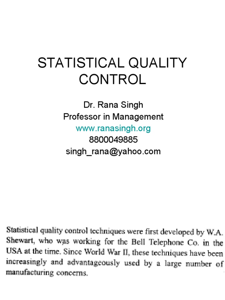 Statistical Quality Control | PDF | Business | Technology & Engineering