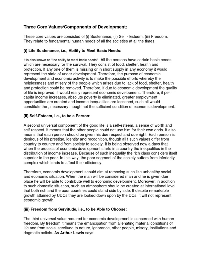 Economic Development Core Values | PDF | Economic Development | Self Esteem