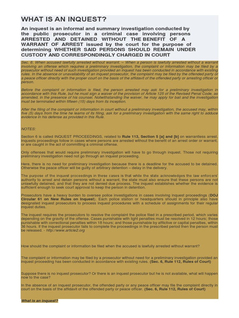 What Is An Inquest | PDF | Arrest | Prosecutor