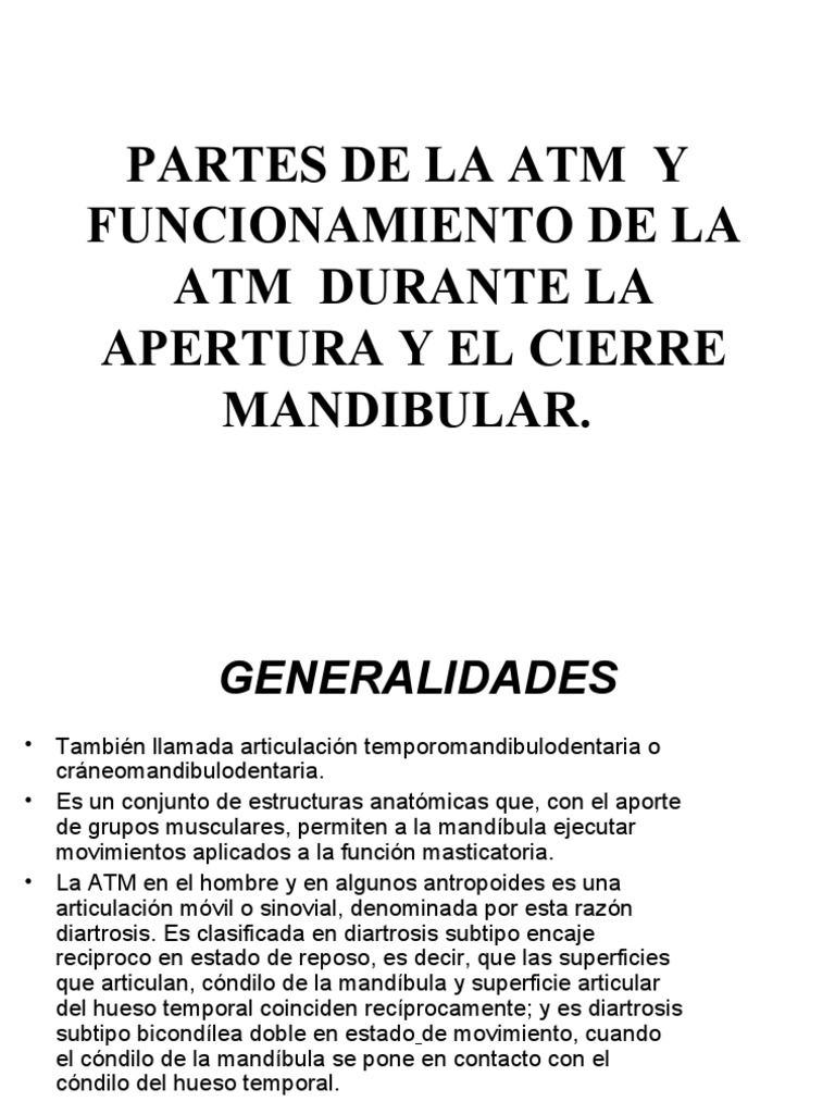 Partes de La Atm y Funcionamiento de La | PDF | Articulación ...