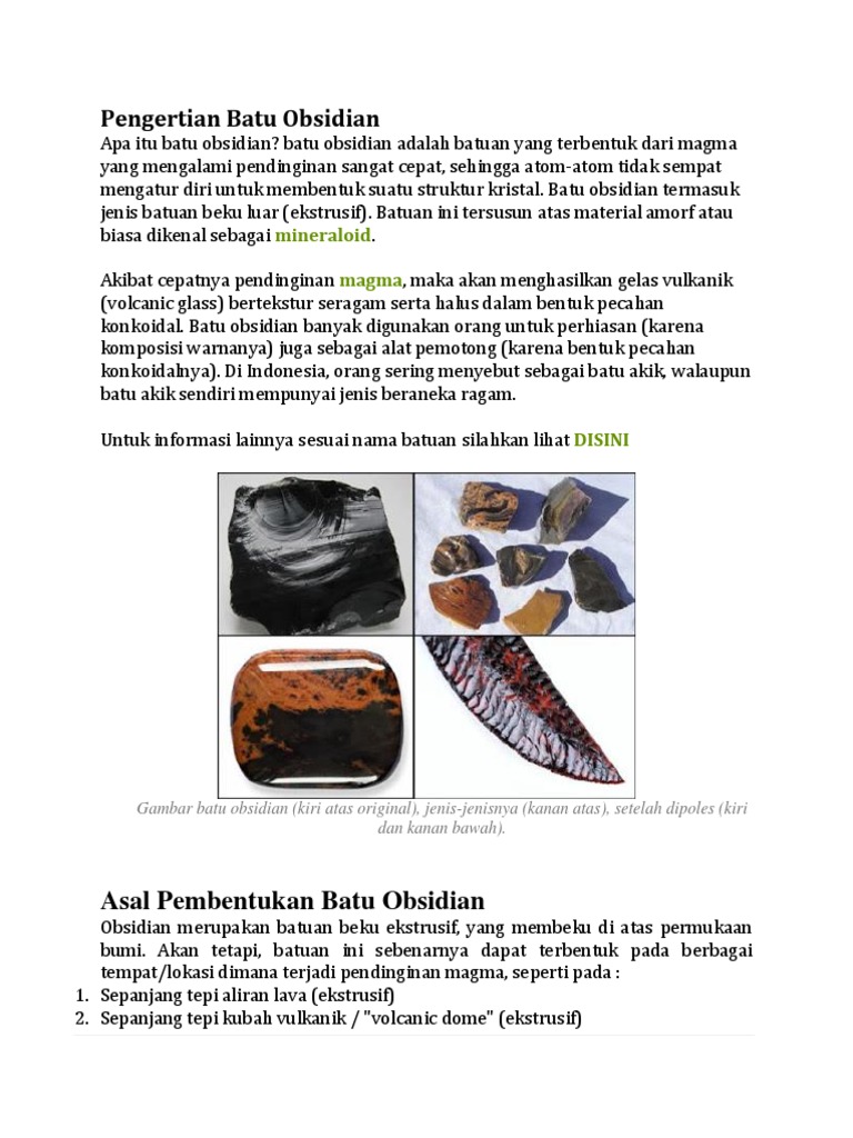 Pengertian Batu Obsidian DLL | PDF