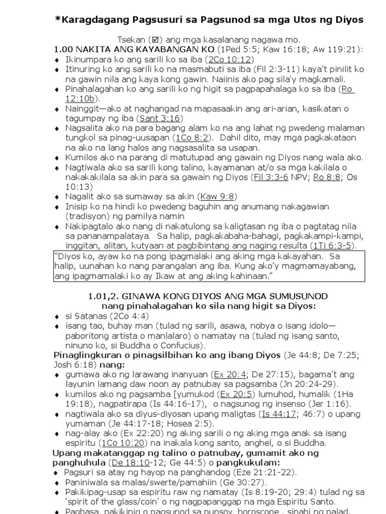 01a. Karagdagang Pagsusuri Sa Pagsunod Sa 10 Utos | PDF
