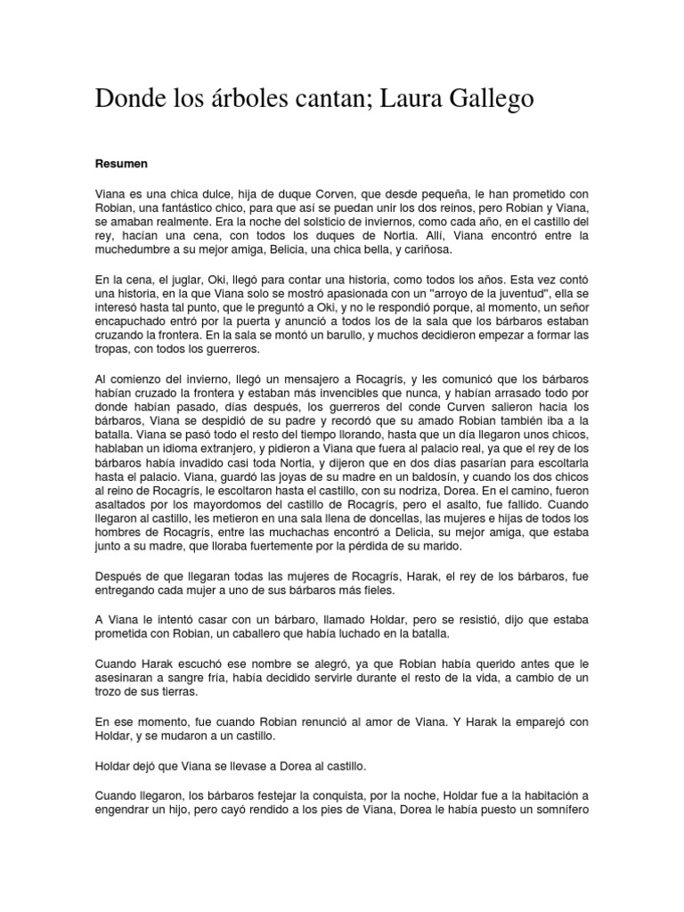 Donde Los Arboles Cantan Resumen - Parte 1 | PDF | Ocio