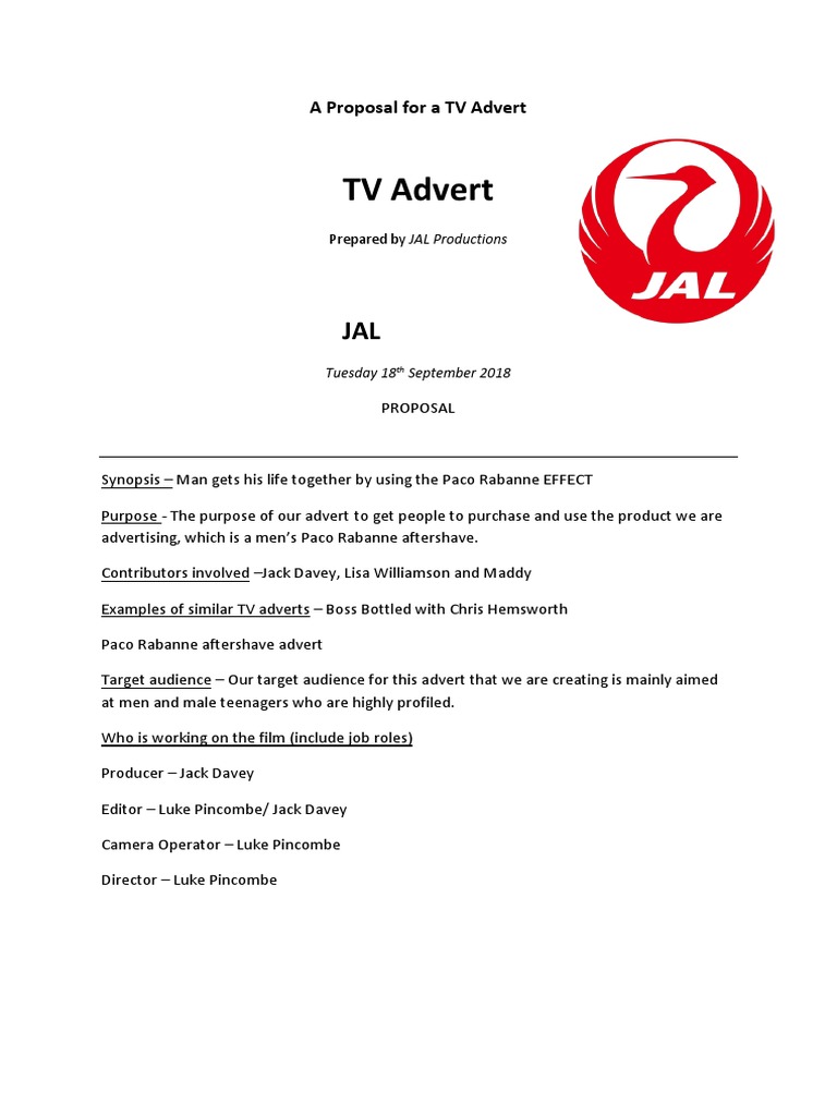 Proposal Template TV Advert | PDF | Communication Design | Advertising