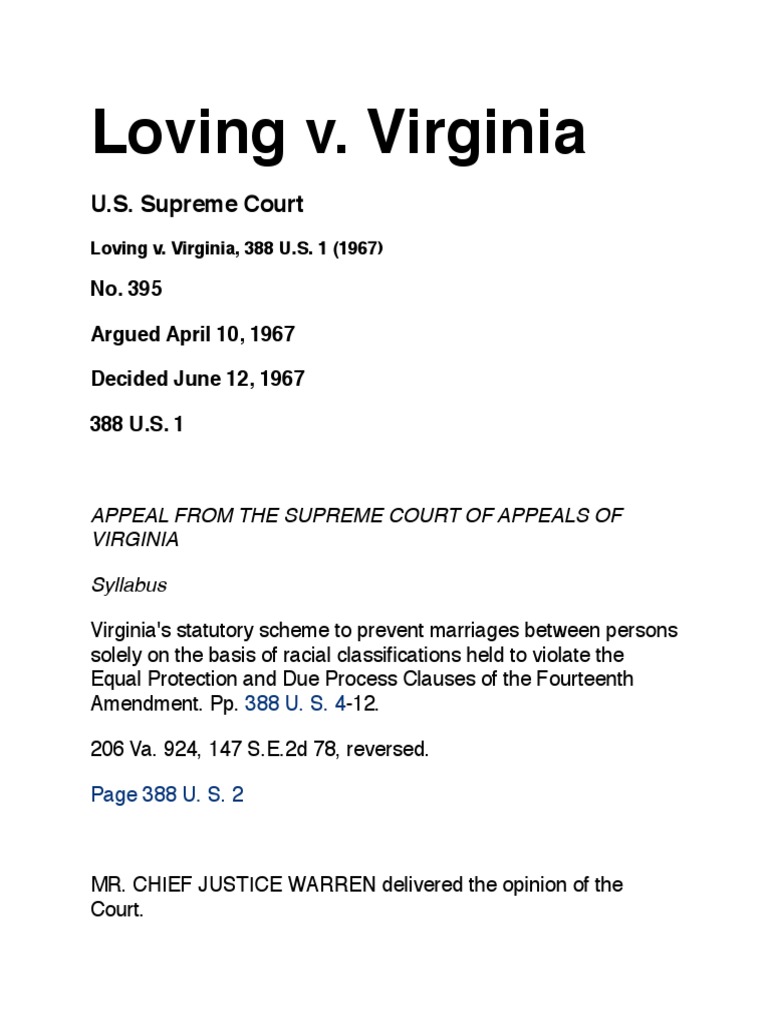 Loving v. Virginia: U.S. Supreme Court | Loving V. Virginia ...