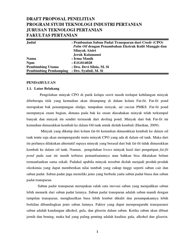 Draft Pra Seminar Proposal Penelitian Irma Manik | PDF