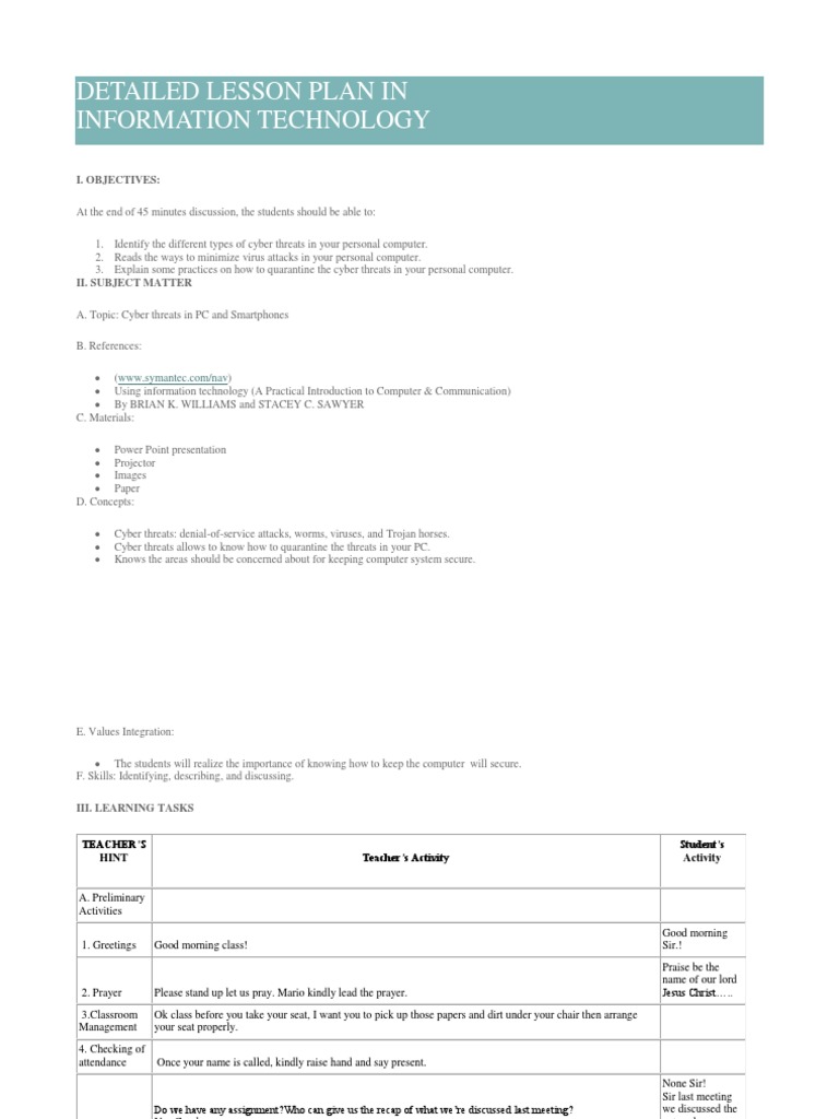 Lesson Plan | PDF | Computer Virus | Malware