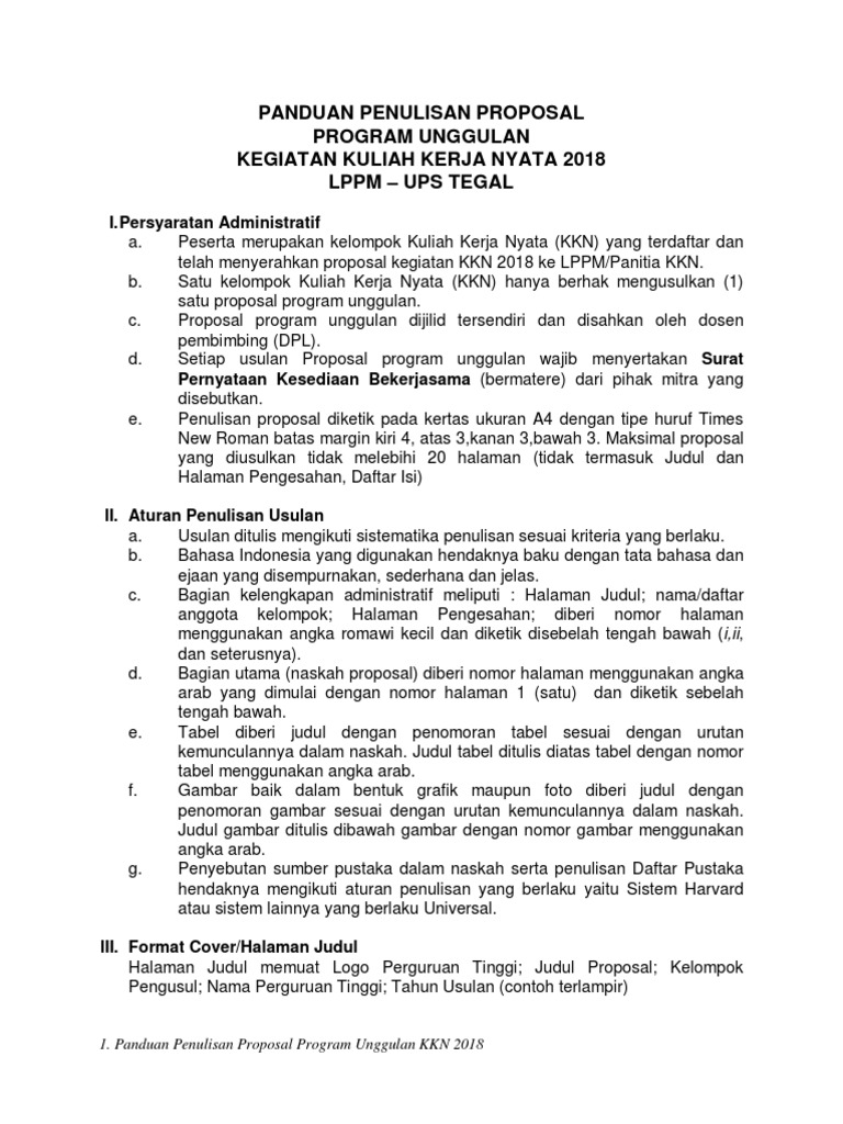 Panduan Penulisan Proposal Program Unggulan | PDF