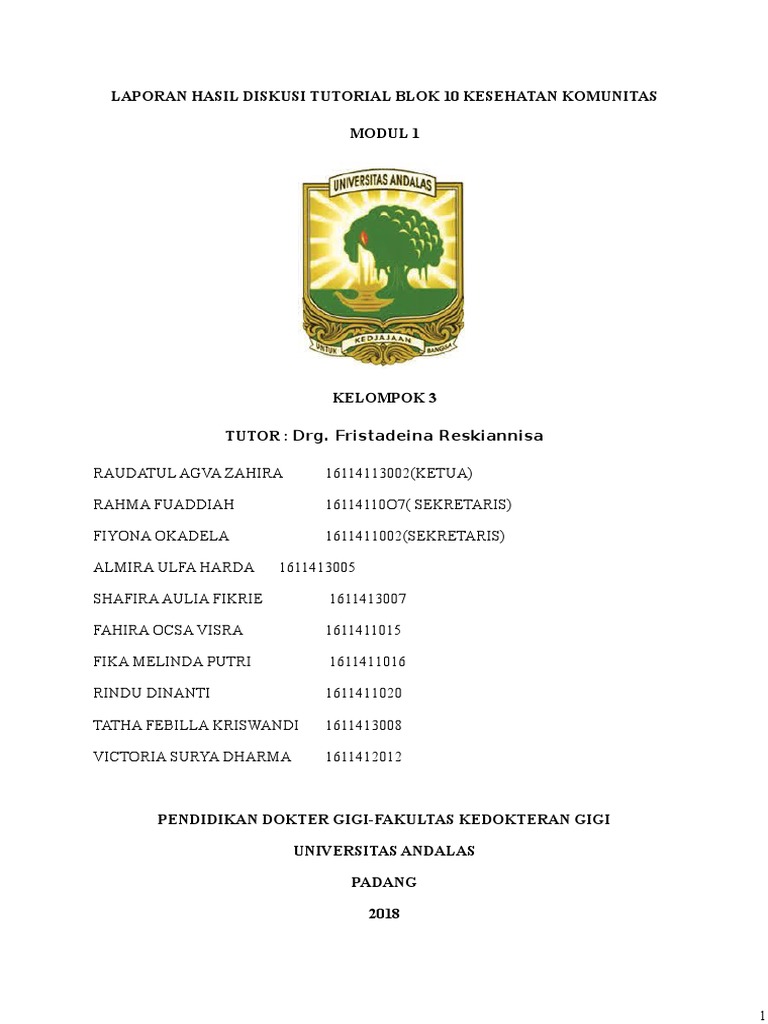 Laporan Hasil Diskusi Tutorial Blok 10 Kesehatan Komunitas | PDF