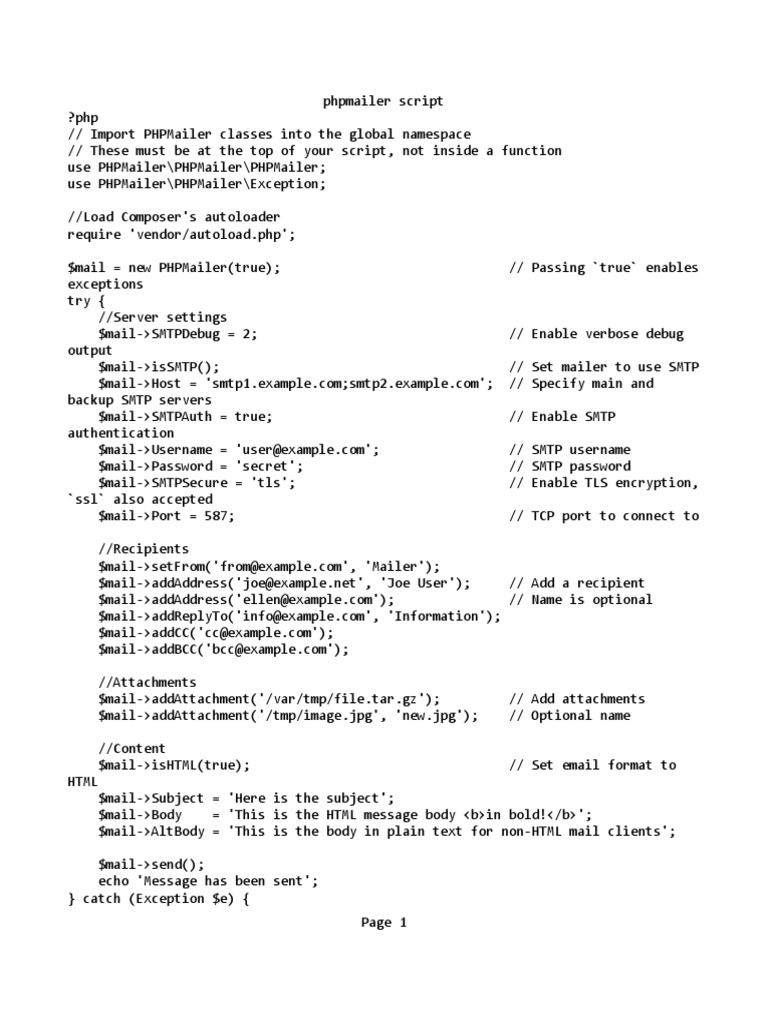 Phpmailer Script | PDF