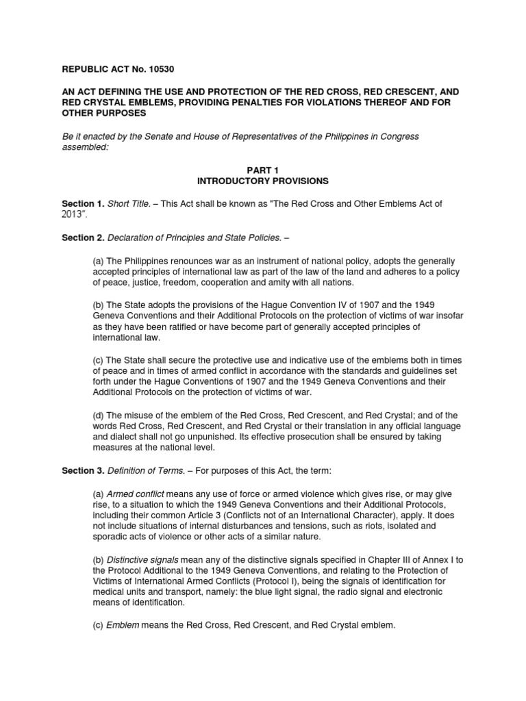 Ra 10530 | PDF | Geneva Conventions | International Red Cross And Red ...