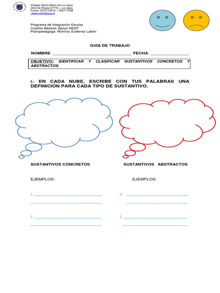 Guia de Actividades Sustantivos Abstractos y Concretos | PDF