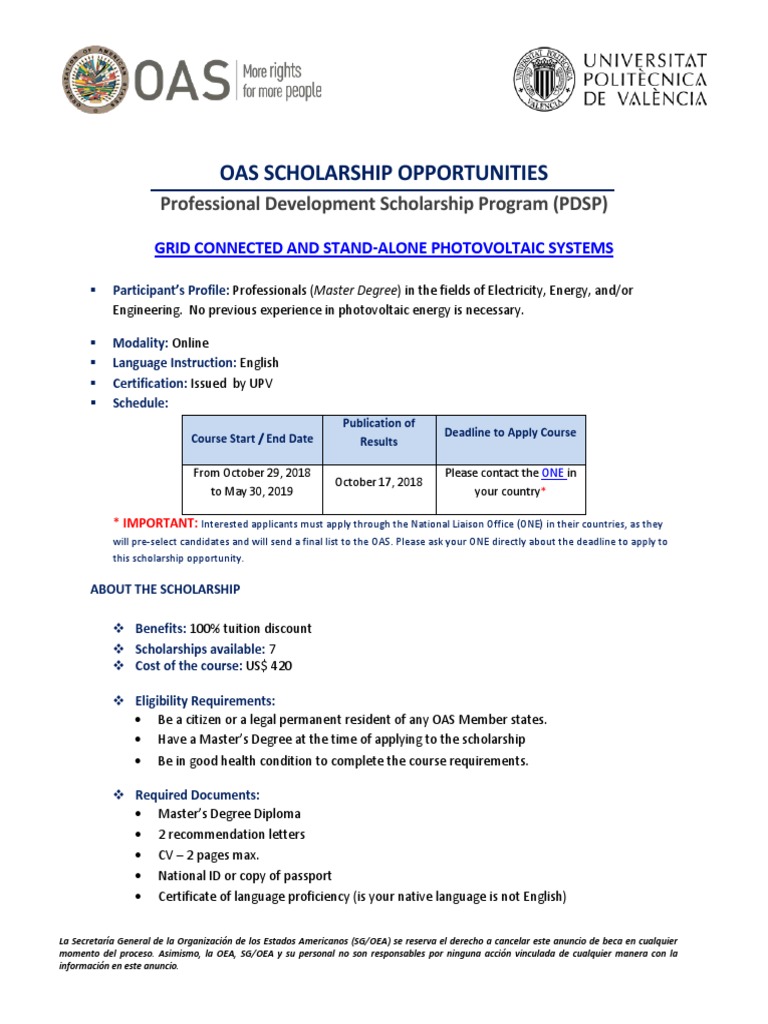 OAS Professional Development Scholarships | PDF