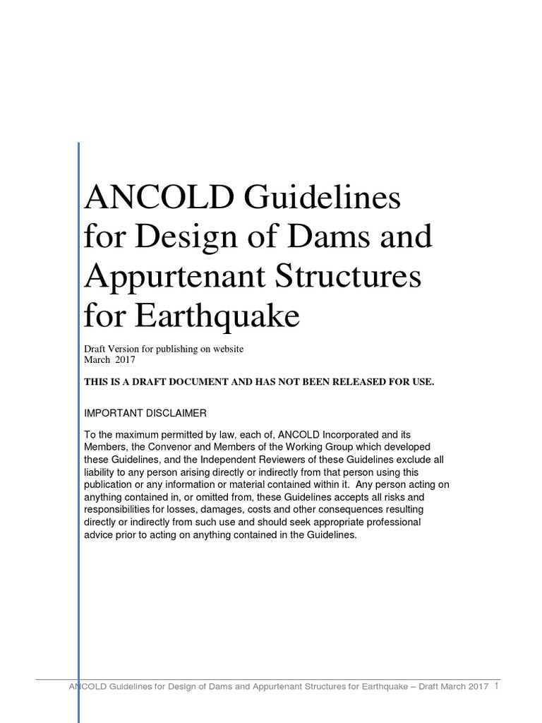 ANCOLD Earthquake Guideline WM Draft 270317 v3 | PDF | Earthquakes | Dam