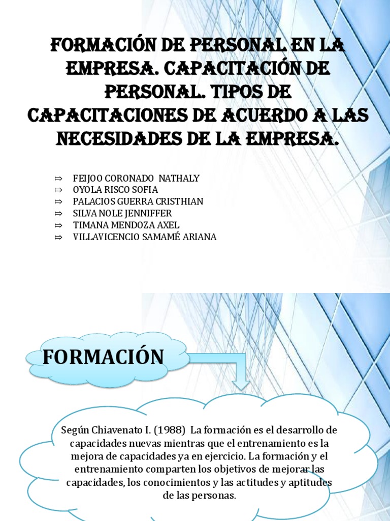Formación de Personal en La Empresa. Capacitación de Personal. Tipos de ...