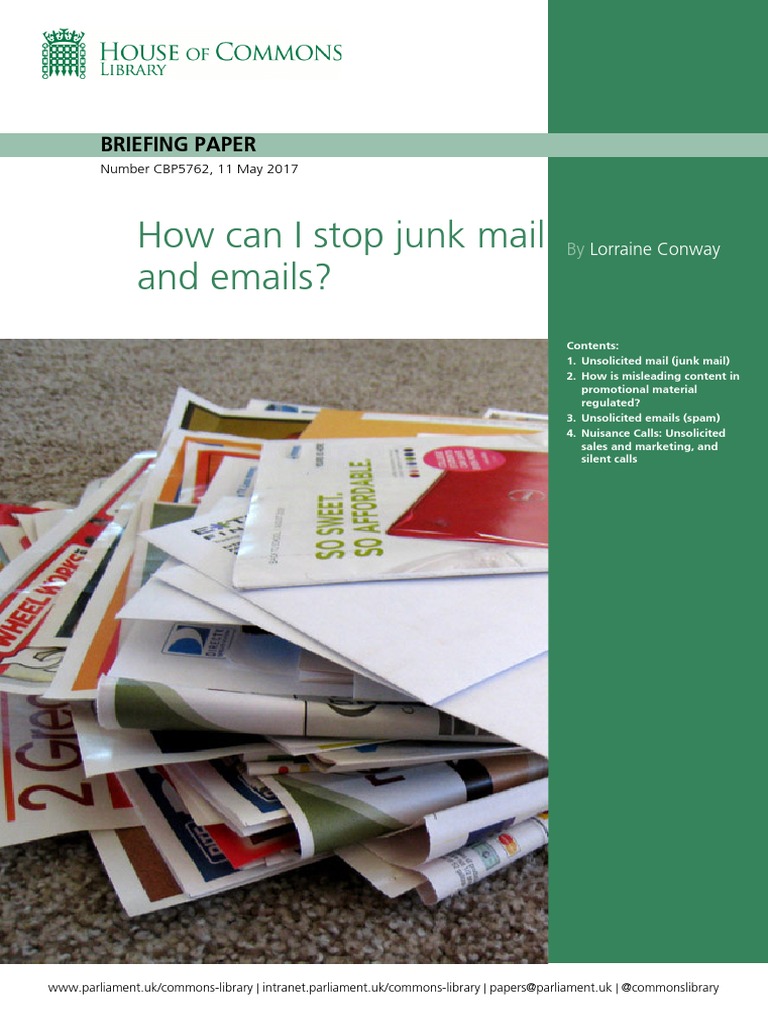 Reducing Unwanted Mail and Communications: Options for Opting Out of ...