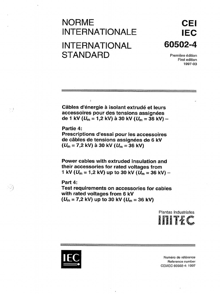 Iec 60502 4 1997 | PDF