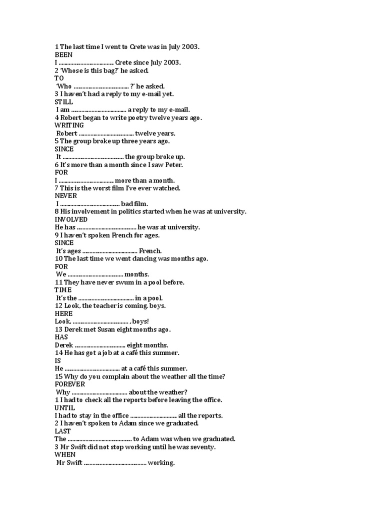 B2 Present Past Rephrasing | PDF