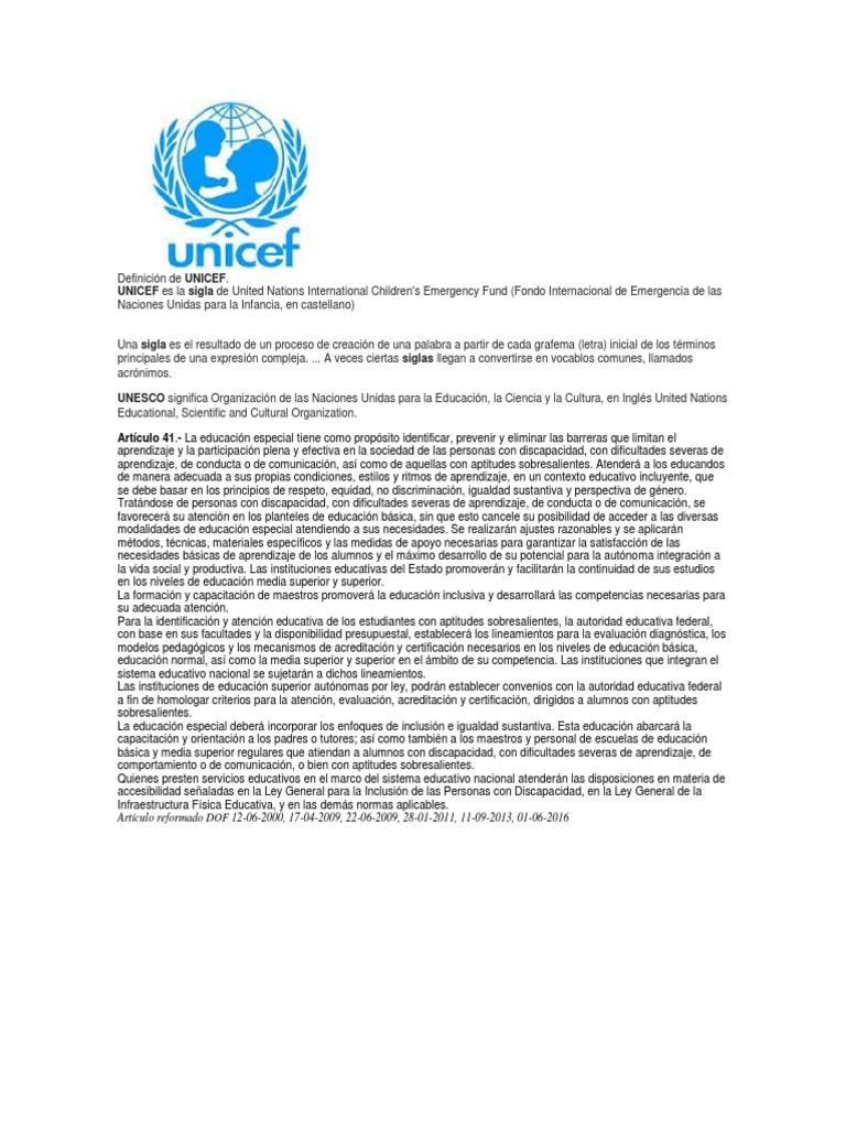 Unicef | PDF | Educación especial | Unicef