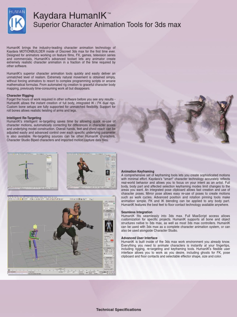 HumanIK Brochure | PDF | Autodesk 3ds Max | Animation