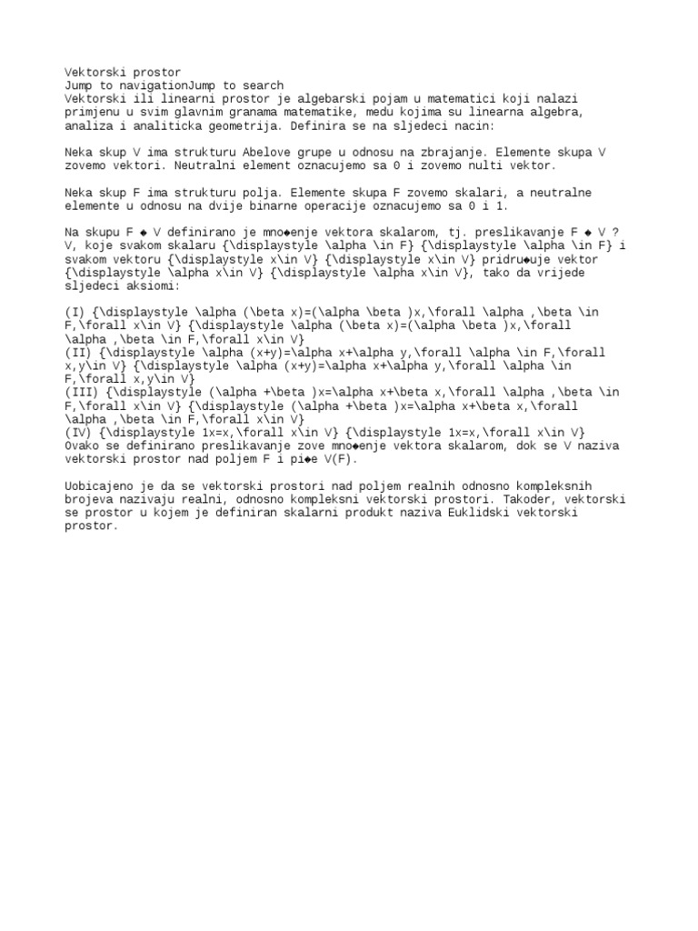 Vektorski Prostor | PDF