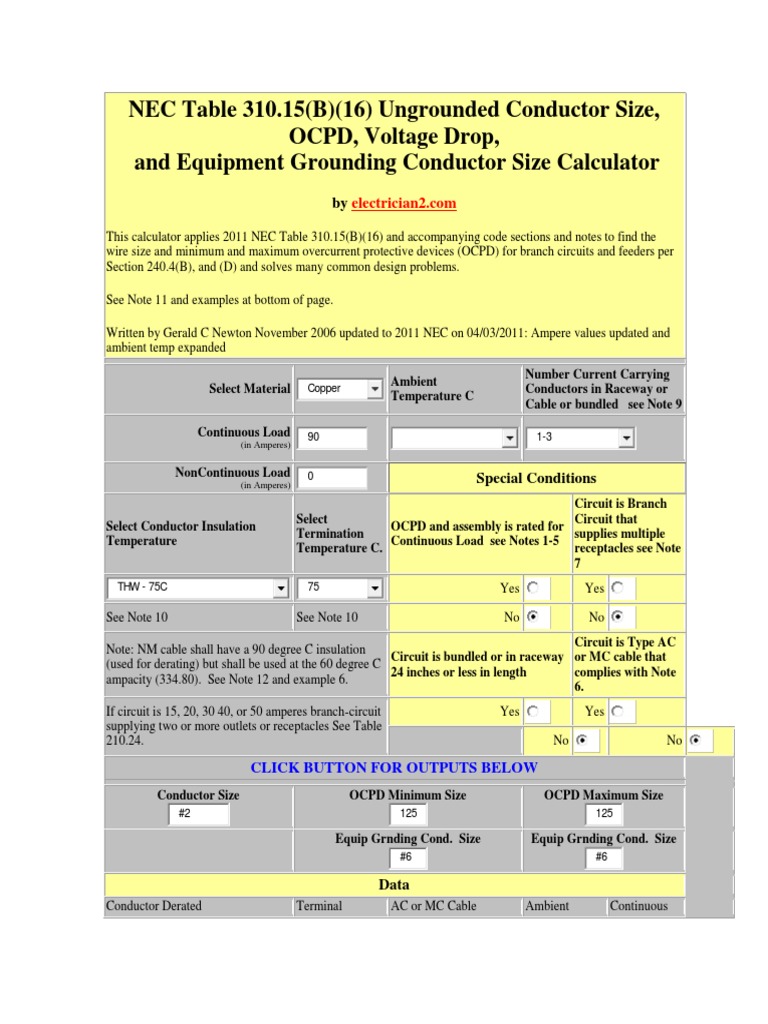 NEC Table 310 Calculo Conductor Rayos X y Caida de Voltaje | PDF ...