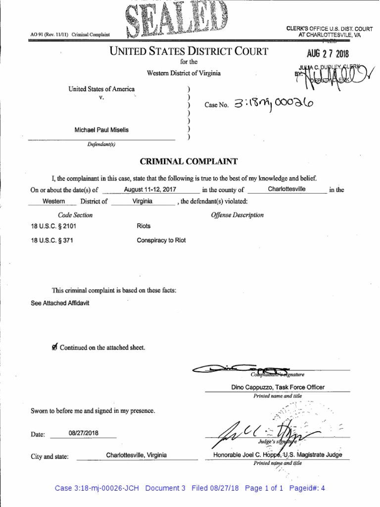 Rise Above Movement Criminal Complaint | PDF | Affidavit | Arrest Warrant
