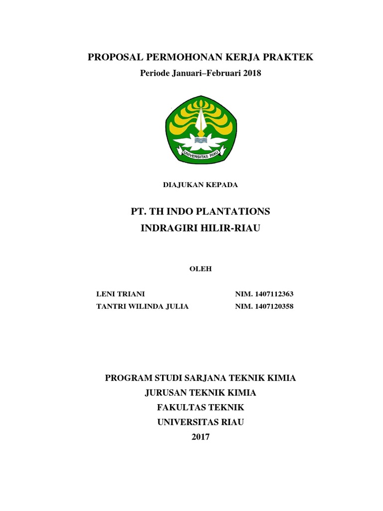 Cover Proposal Pengajuan KP | PDF