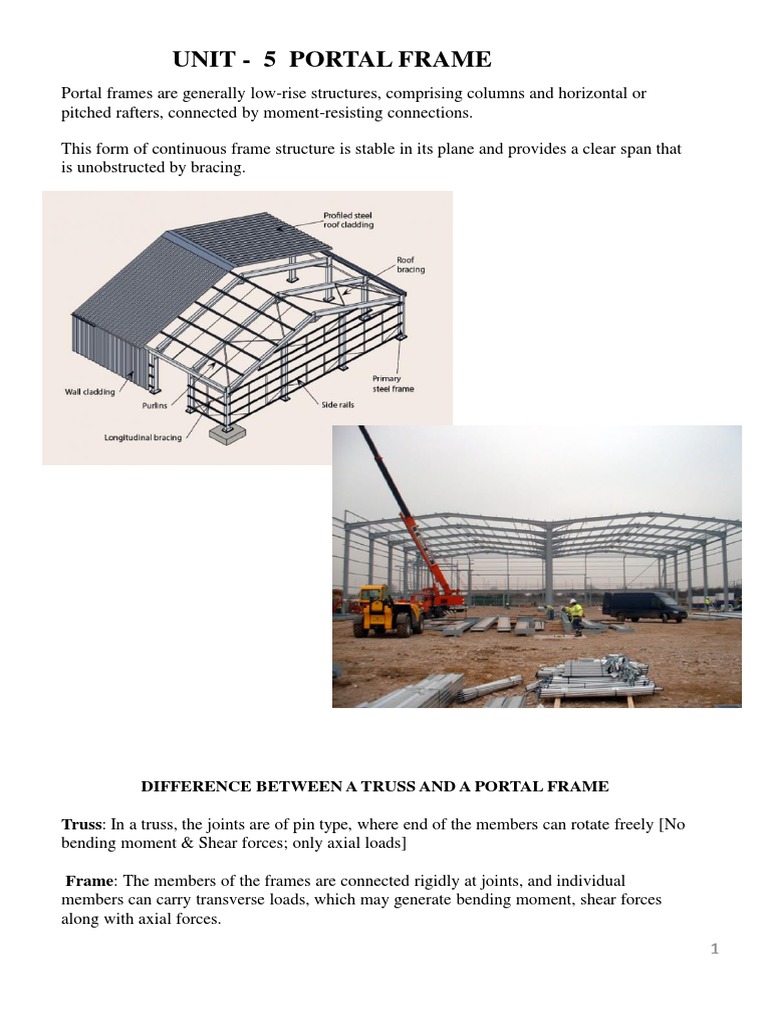 Unit - 5 Portal Frame | PDF | Framing (Construction) | Roof