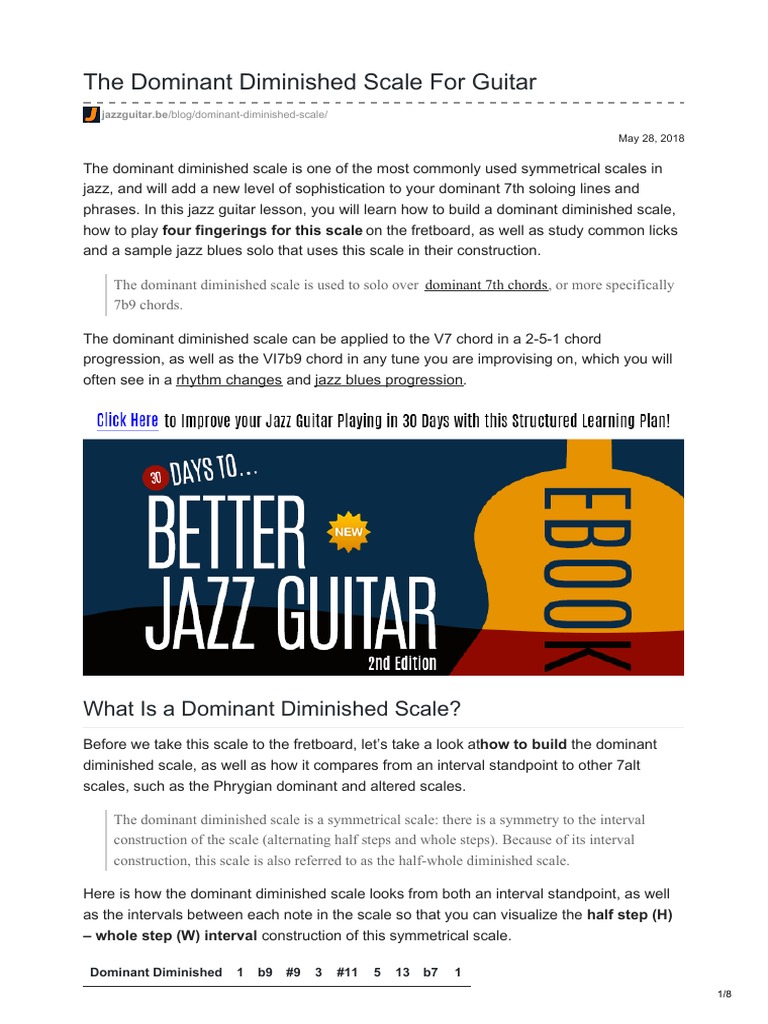 The Dominant Diminished Scale For Guitar | PDF | Scale (Music) | Chord ...
