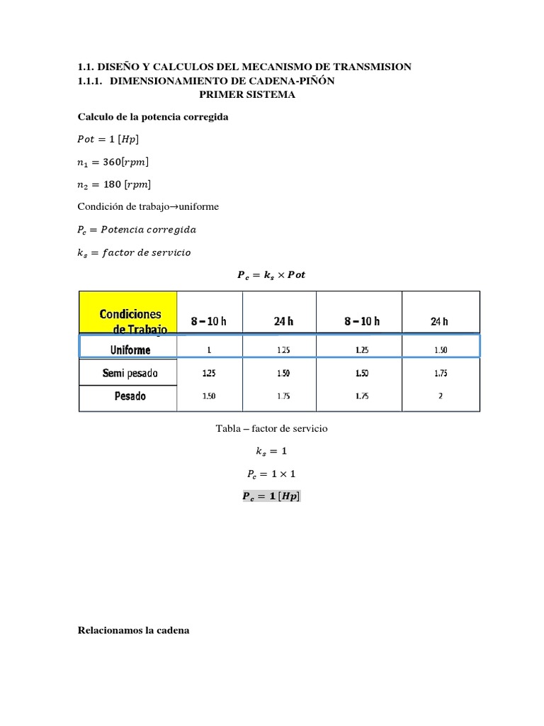 Calculo de Transmisiones Piñon y Catalina Dom 16 | PDF | Ingeniería mecánica | Bienes manufacturados
