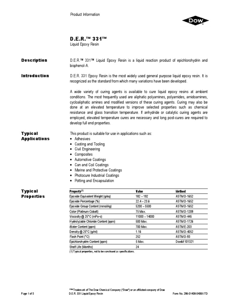 Der 331 PDF | PDF | Epoxy | Chemistry