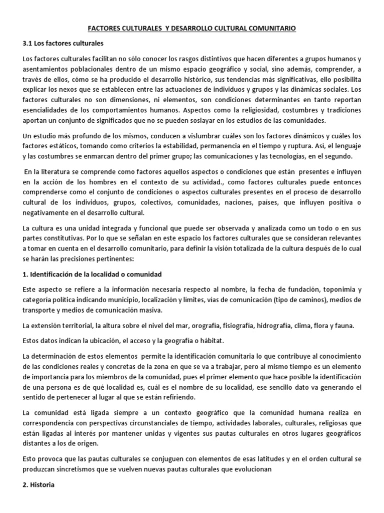 Factores Culturales | PDF | Sociedad | Conocimiento